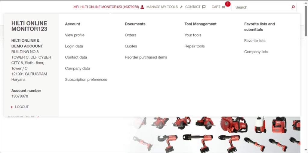 Tutorial Login or Register on HOL - Hilti India
